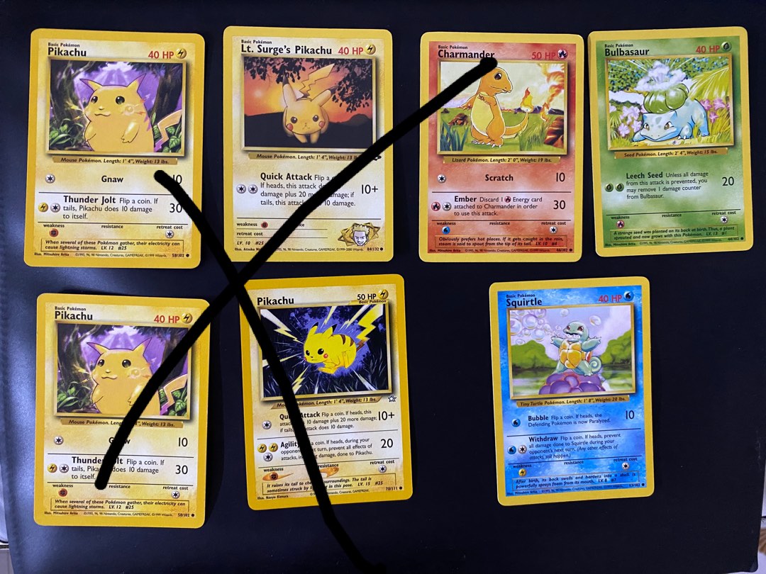 Pokemon card pikachu charmander squirtle base set unlimited vintage ...