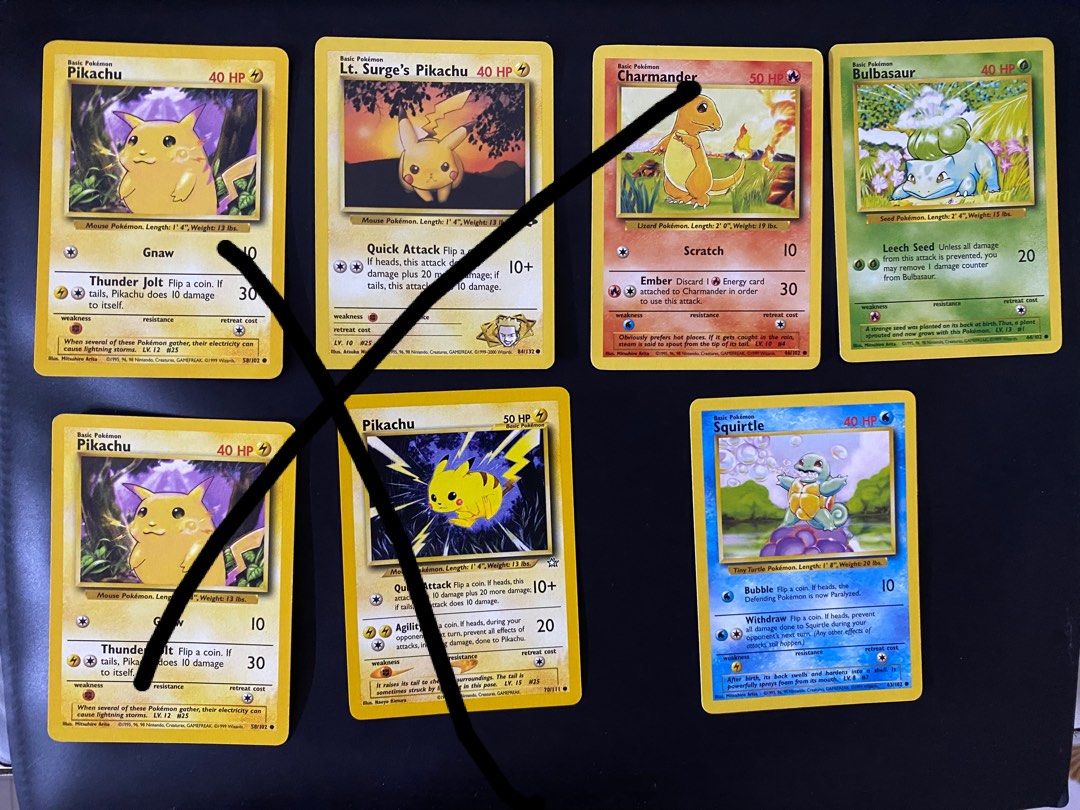 Pokemon card pikachu charmander squirtle base set unlimited vintage ...