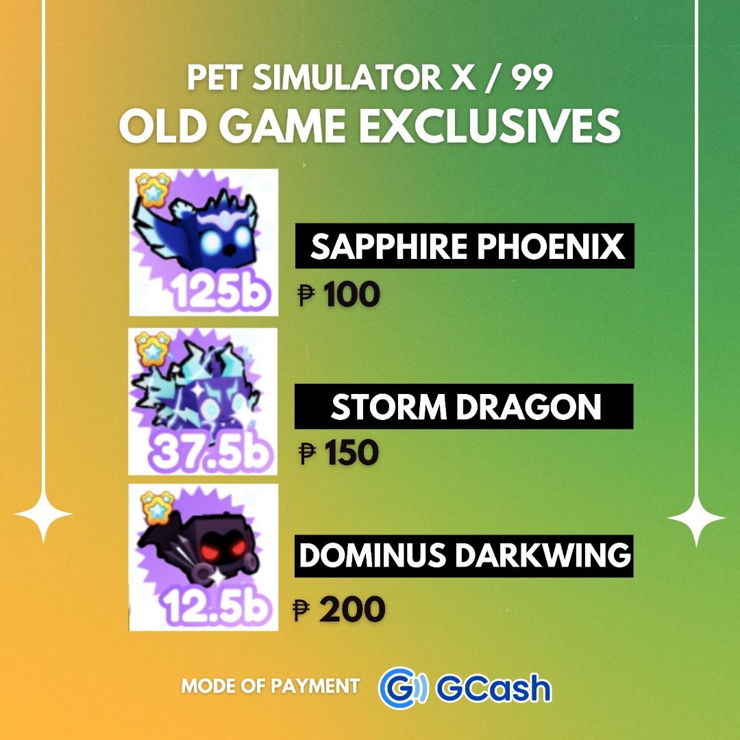 PSX/PS99 OG High Tier Exclusives (Sapphire Phoenix , Darkwing , Storm ...