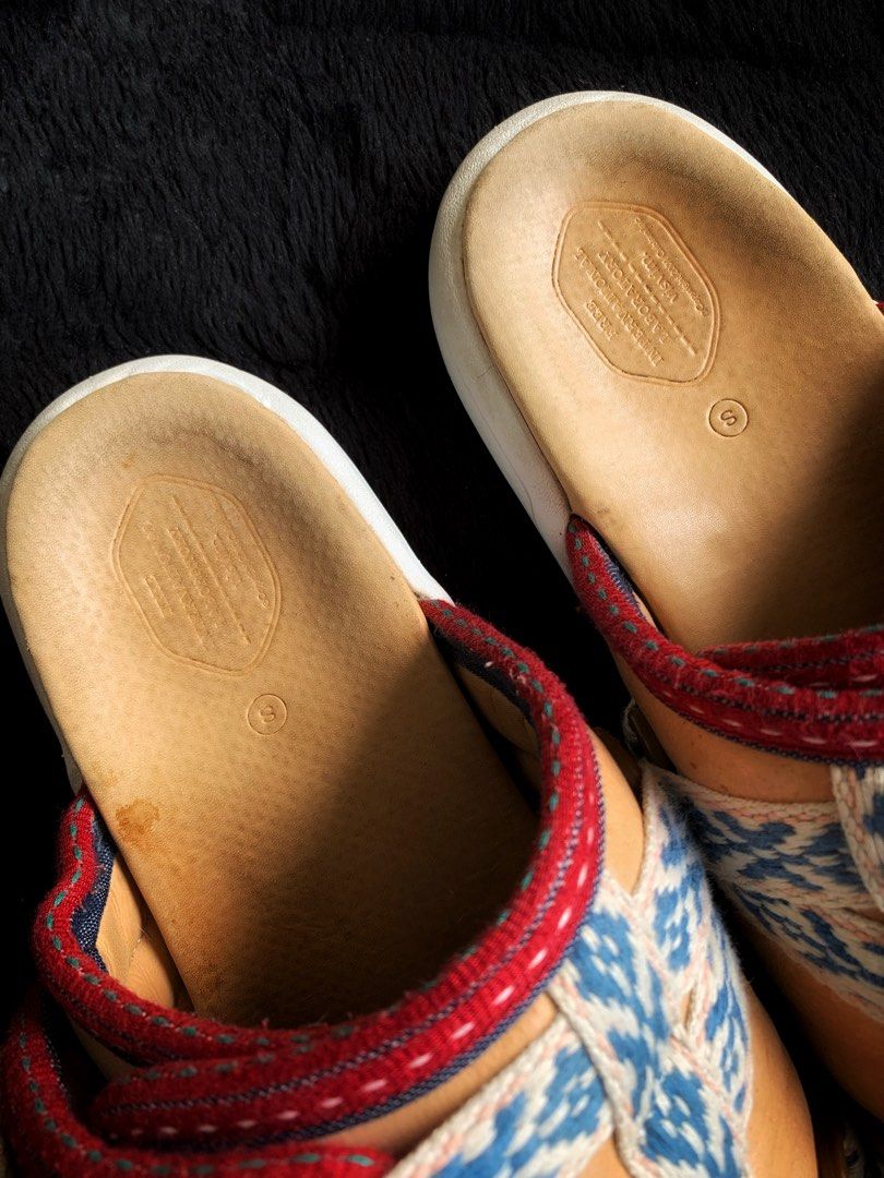 VISVIM - Christo Stripes Sandals In Ivory Brown & Maroon With Baby Blue ...