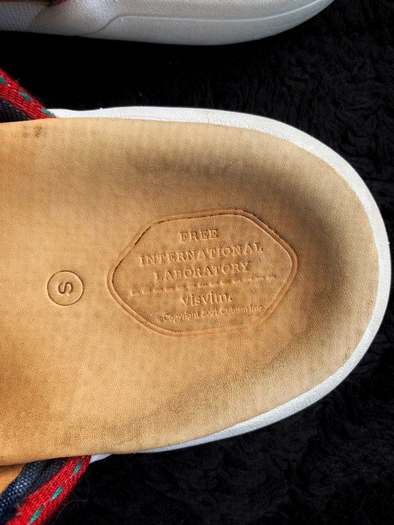 VISVIM - Christo Stripes Sandals In Ivory Brown & Maroon With Baby Blue ...