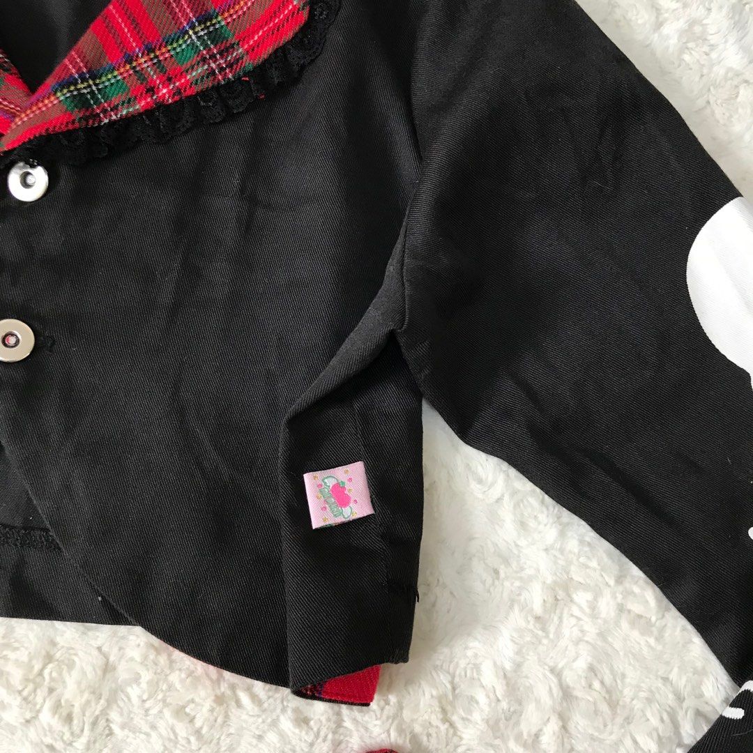 Rare Visual Kei Punk Graphic Lace Trim Plaid Crop Bolero Top, Women's ...