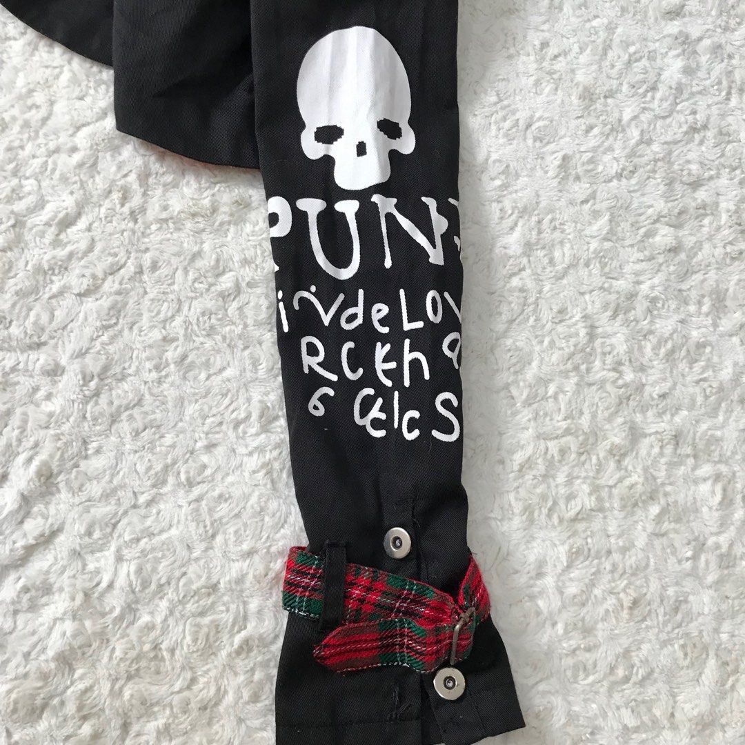 Rare Visual Kei Punk Graphic Lace Trim Plaid Crop Bolero Top, Women's ...
