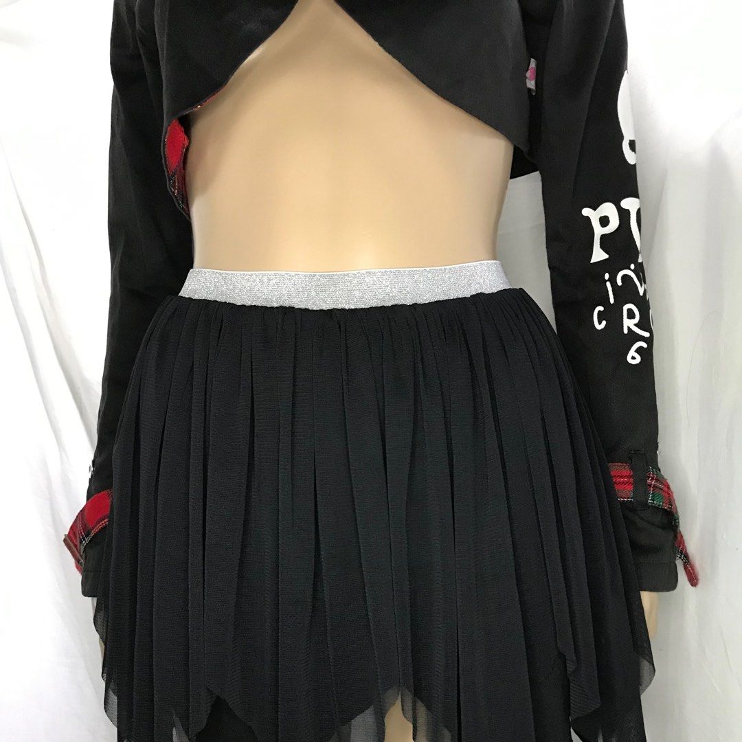 Rare Visual Kei Punk Graphic Lace Trim Plaid Crop Bolero Top, Women's ...