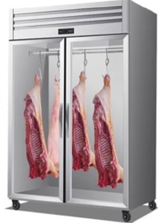 Ready Stainless Steel Butcher Shop 2 Glass Doors Peti Sejuk Fridge ...