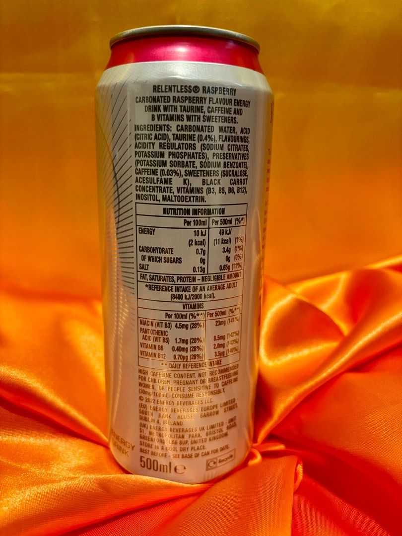 Relentless Raspberry Zero Sugar Energy Drink 500ml (Imported from UK ...