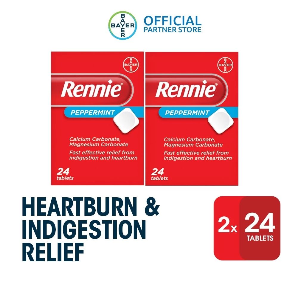Rennie Indigestion and Heartburn Relief Peppermint Tablet 24s x 2 packs ...