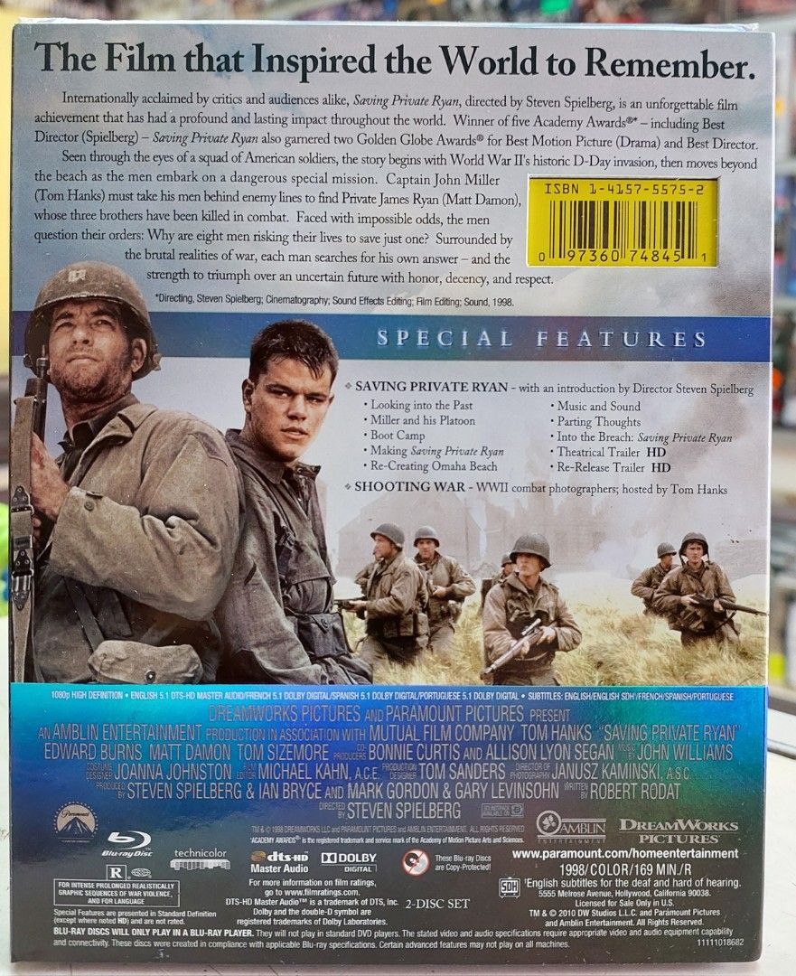 Saving Private Ryan [ Blu-Ray ], Hobbies & Toys, Music & Media, CDs & DVDs on Carousell