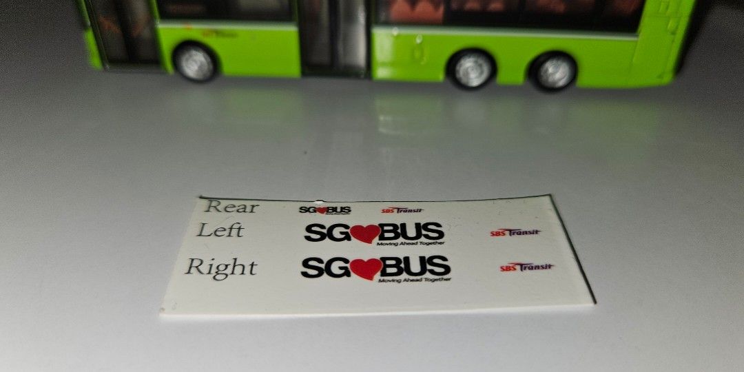 SBST/SMRT/TTS/GAS Waterslide Decal Pasting Service ( Diecast Buses only ...