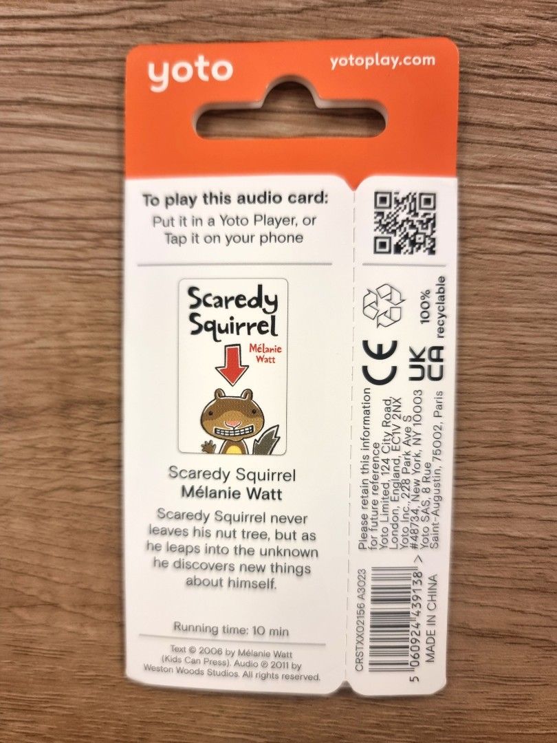 Scaredy Squirrel Yoto card, Hobbies & Toys, Toys & Games on Carousell