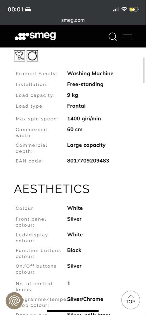 SMEG Washing Machine 9Kg, TV & Home Appliances, Washing Machines and ...