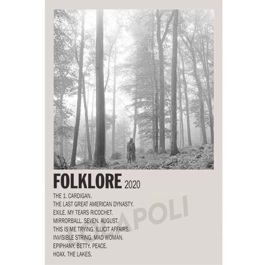 Taylor swift - folklore poster album cover, Hobbies & Toys, Memorabilia ...