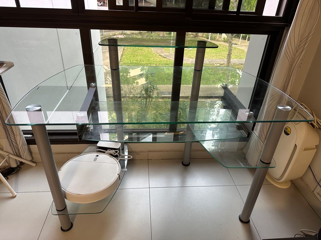 Tempered glass study table, Furniture & Home Living, Furniture, Tables ...