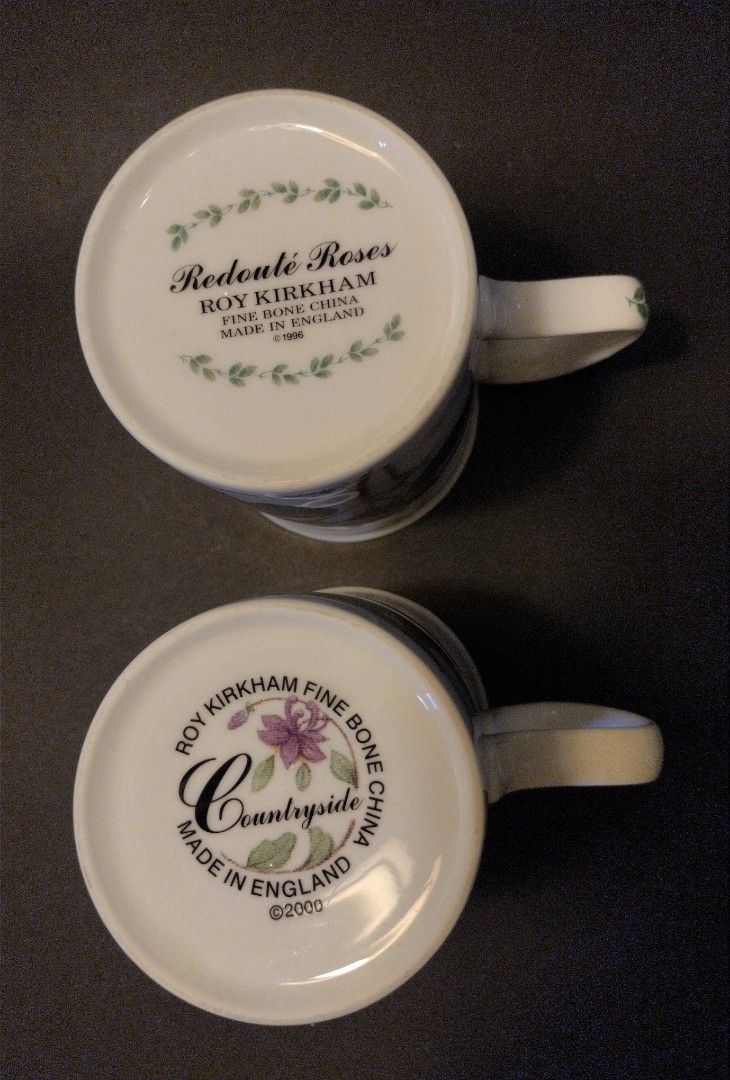 The Beauty of vintage ROY KIRKHAM (UK) fine bone china 2x NEW mugs ...