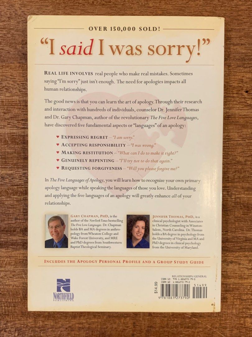 The Five Languages of Apology How to Experience Healing in All Your ...