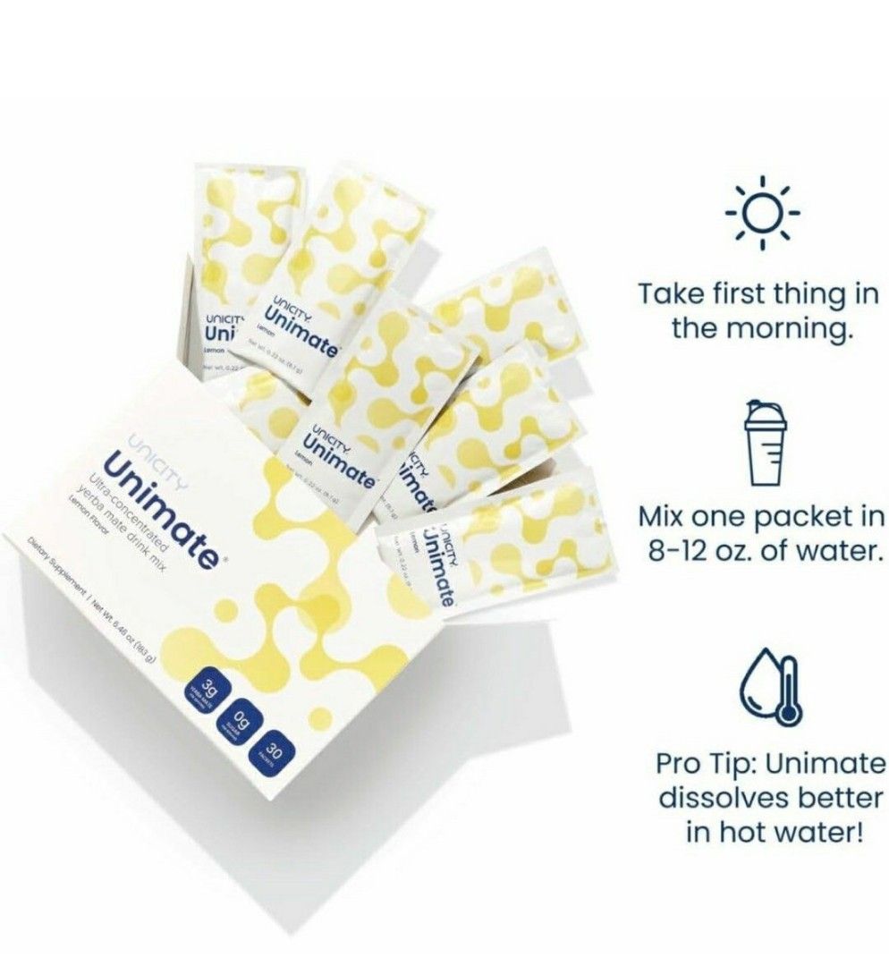 Unicity Unimate Lemon Flavor, Health & Nutrition, Health Supplements ...