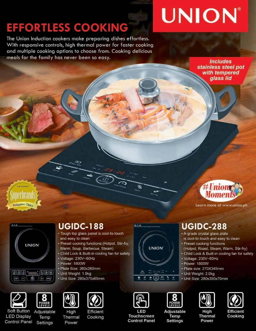 Union A-Grade Crystal Glass Plate Induction Cooker with LED Touch ...