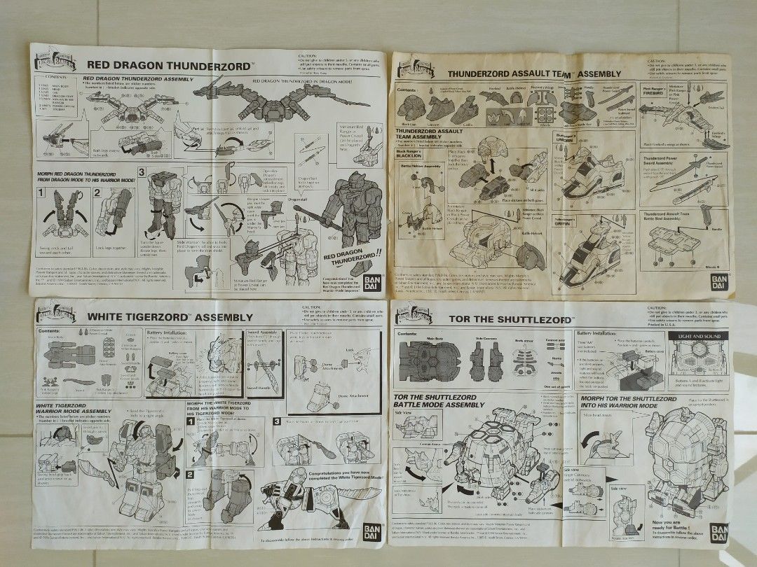 Vintage Power Rangers Red Dragon Thunderzord + Thunderzord Assault Team ...