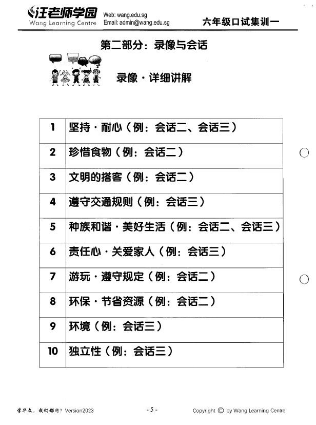 Wang P6 PSLE Chinese Compo and oral Holiday Programme Wang laoshi ...