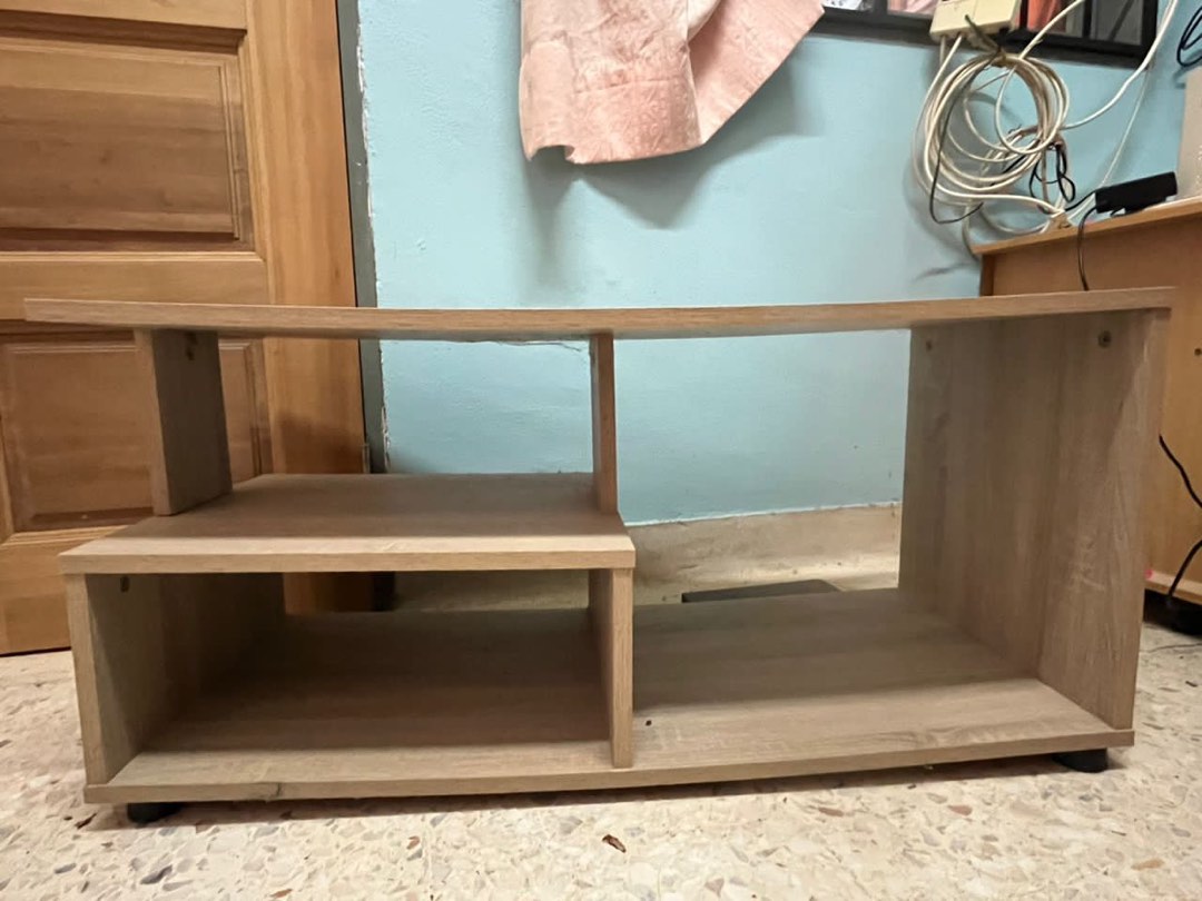 Wooden rack cabinet shelves tv radio book open concept, Furniture ...