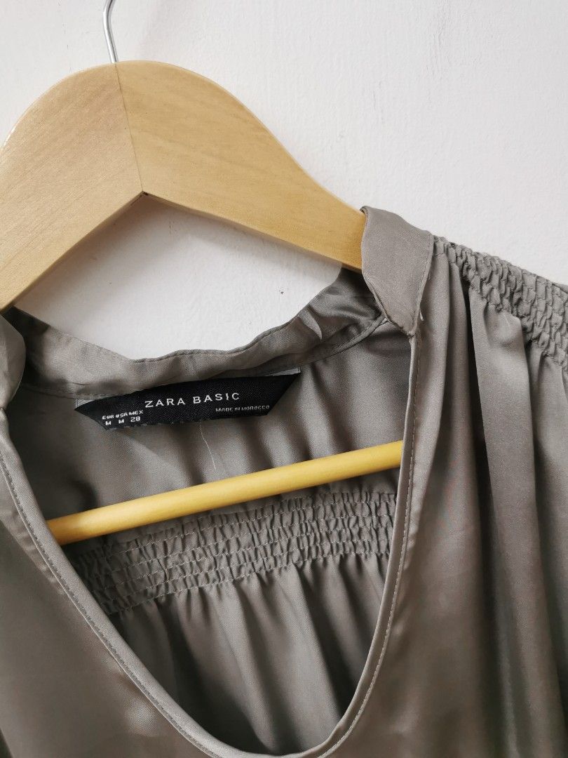 ZARA BASIC SATIN BLOUSE, Women's Fashion, Tops, Blouses on Carousell