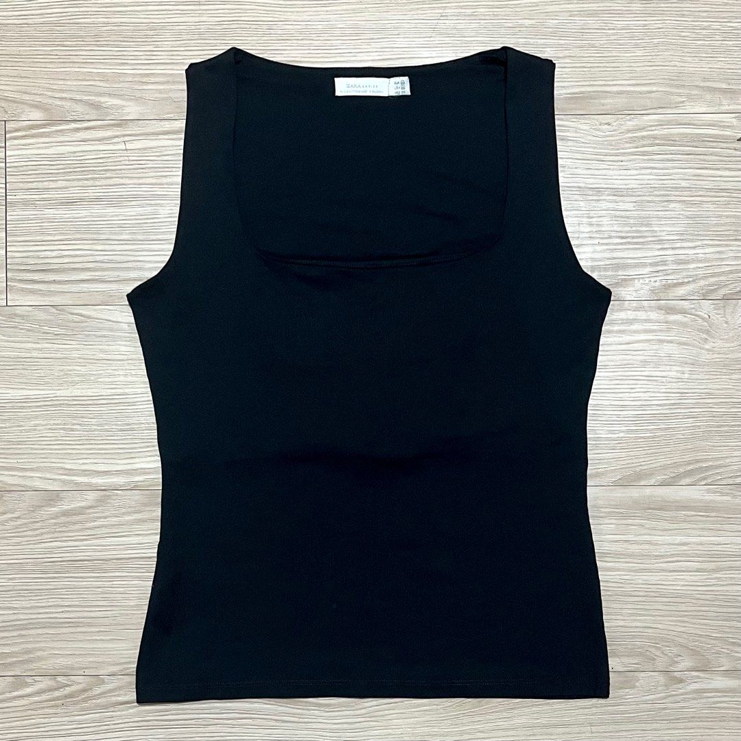 ZARA Basic Top - Square Neck, Women's Fashion, Tops, Others Tops on ...