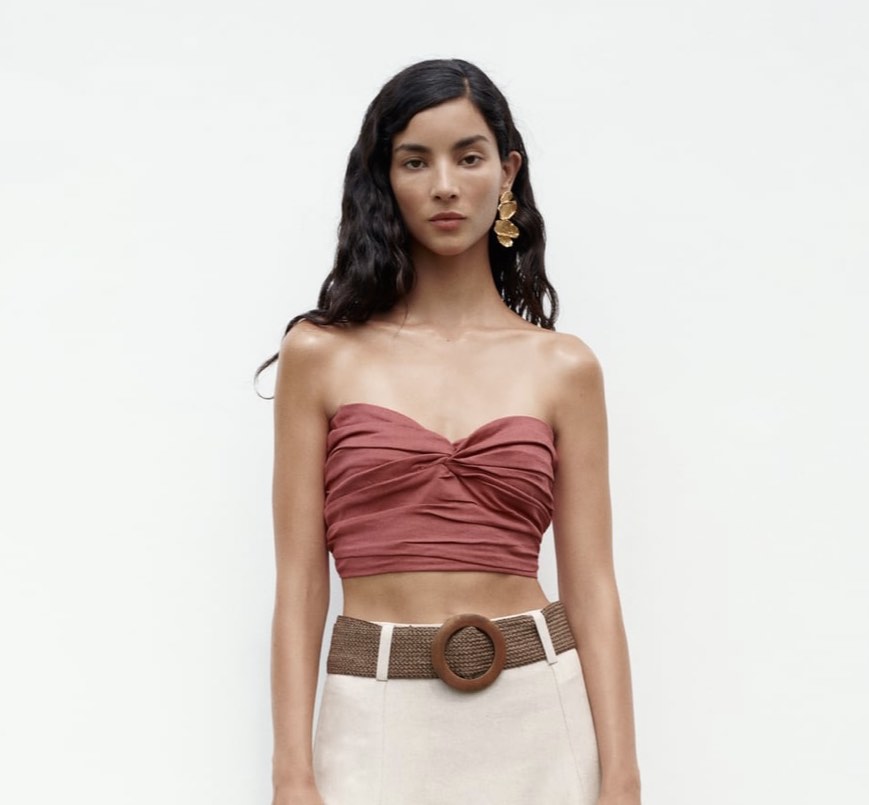 Zara linen tube top, Women's Fashion, Tops, Sleeveless on Carousell