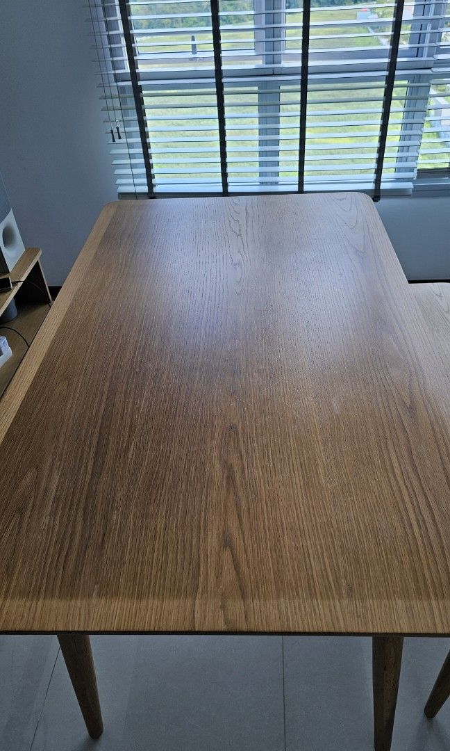 Zayn dining table 1.5m with Zayn dining bench 1.3m from Castlery ...