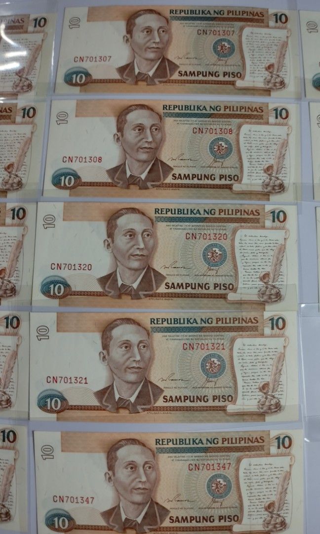 15 Pieces 10-Peso Bills, Hobbies & Toys, Memorabilia & Collectibles ...