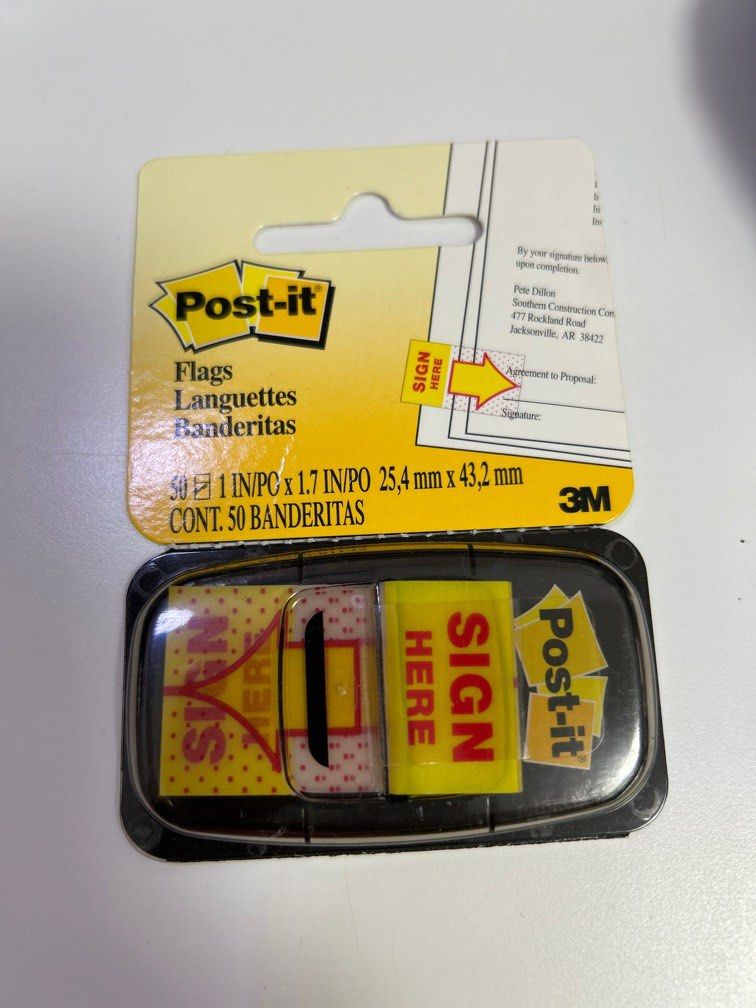 全新 Post-it SIGN HERE 一pack, 興趣及遊戲, 手作＆自家設計, 文具 - Carousell