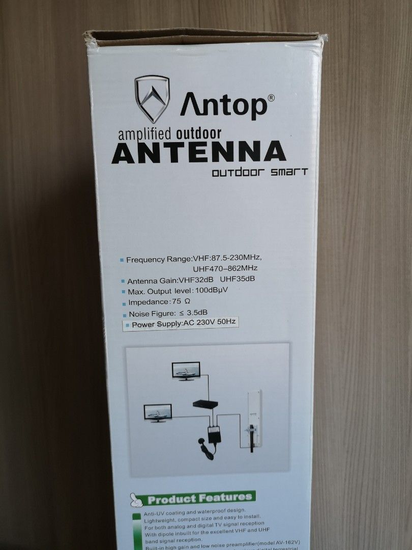 Antop amplified outdoor antenna (室外天綫), 家庭電器, 電視 & 其他娛樂, 電視組件及配件 - Carousell