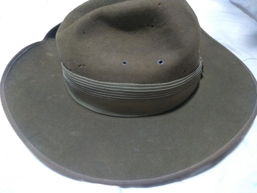 Australian Army Wool Felt Slouch Hat Rising Sun Badge Puggaree Chin ...
