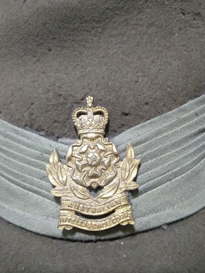 Australian Army Wool Felt Slouch Hat Rising Sun Badge Puggaree Chin ...