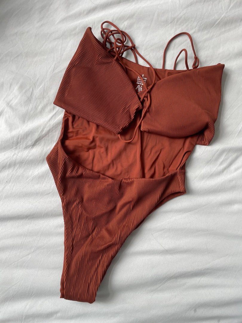 Aya Label Thalia Bathing Suit (S) - Rib Cinnamon, Women's Fashion ...