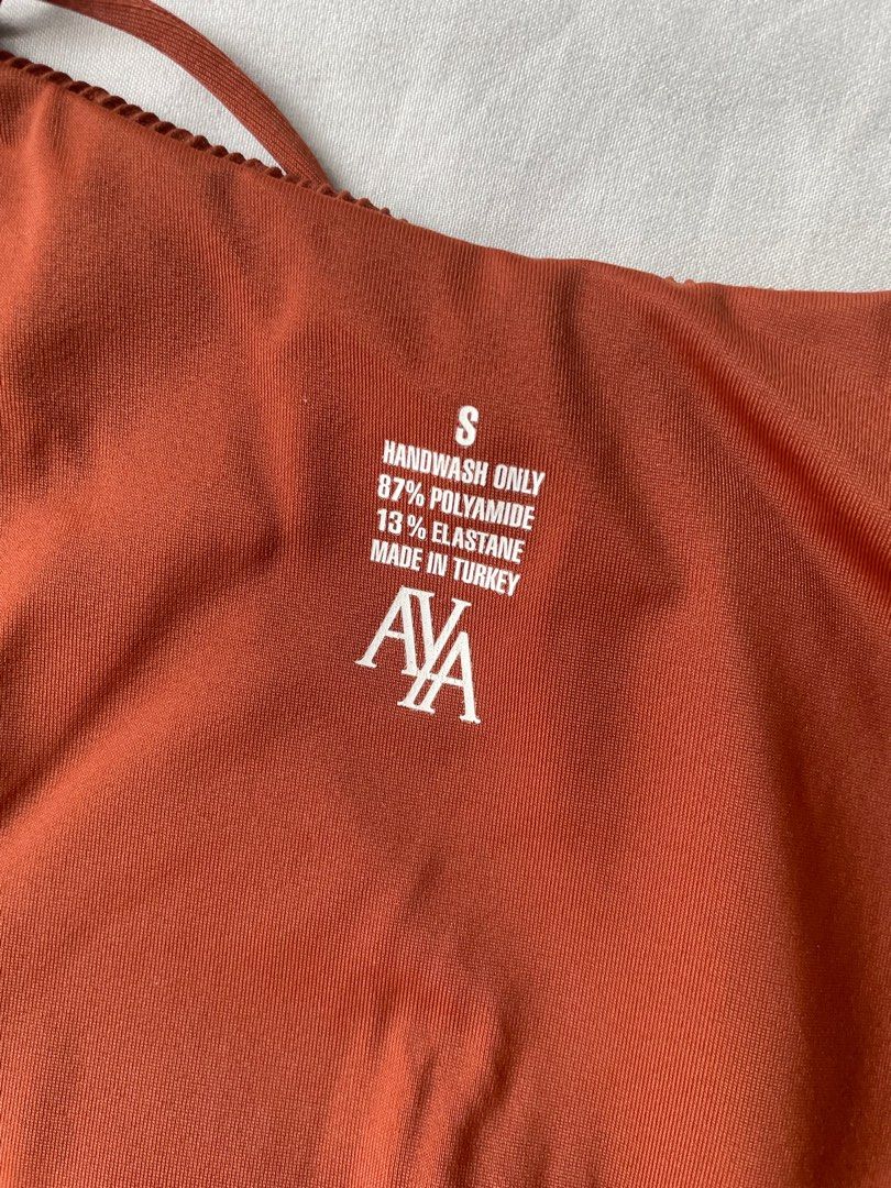 Aya Label Thalia Bathing Suit (S) - Rib Cinnamon, Women's Fashion ...