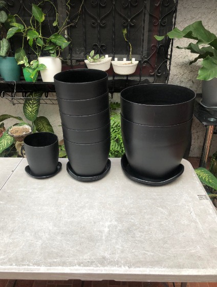 BLACK POTS WITH CATCH PLATES - To Marilao Bulacan, Furniture & Home ...