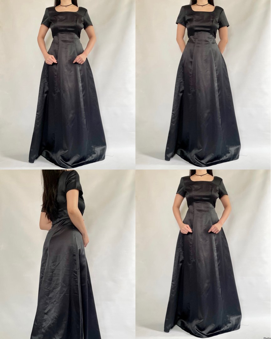 Black Thick Silk Gown/ Maxi Dress | Dark Grunge Goth Fairycore, Women's ...