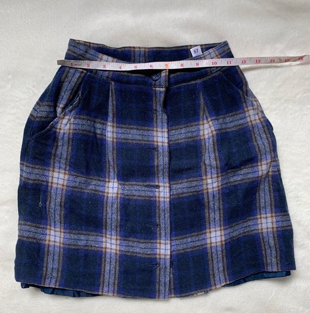 Blue Checkered skirt, Women's Fashion, Bottoms, Skirts on Carousell