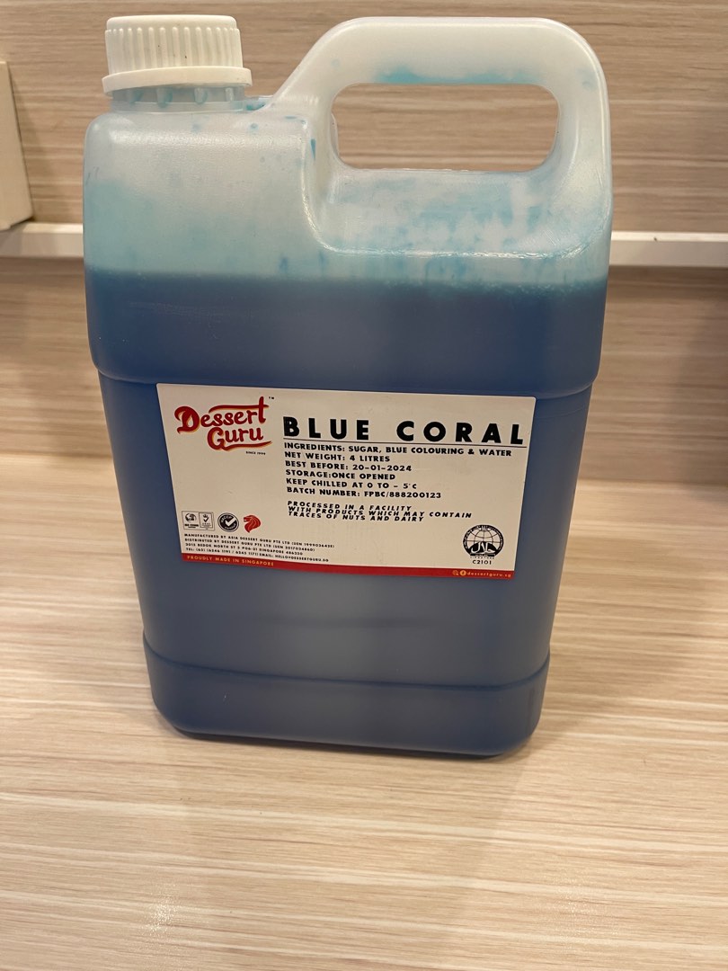 Blue coral syrup 4 litre, Food & Drinks, Other Food & Drinks on Carousell