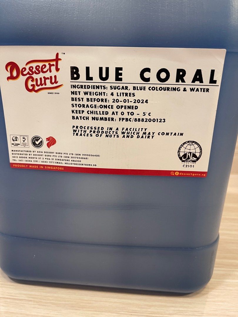 Blue coral syrup 4 litre, Food & Drinks, Other Food & Drinks on Carousell