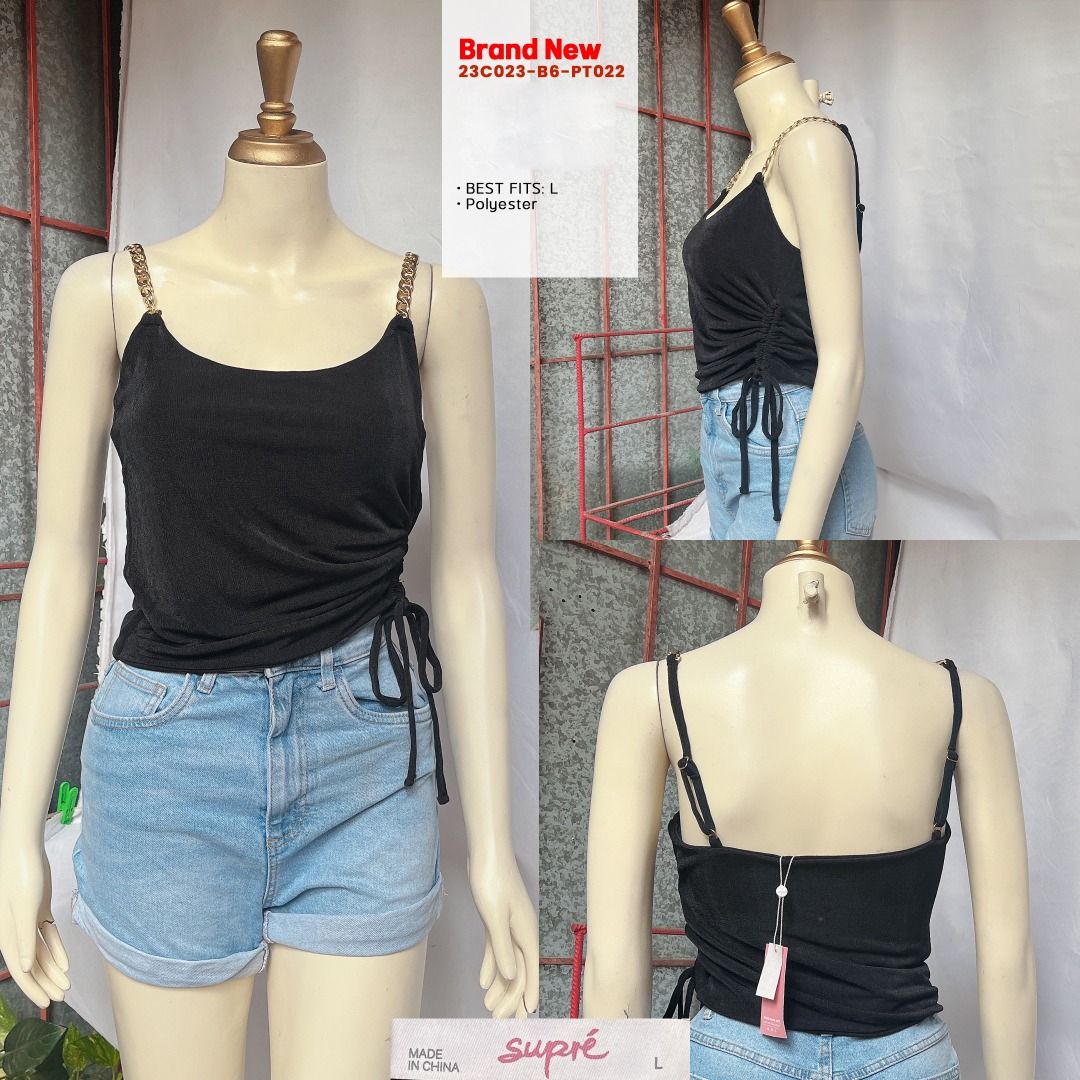 [BNWT] Supre Hannah Slinky Gold Chain Strap Top, Women's Fashion, Tops ...