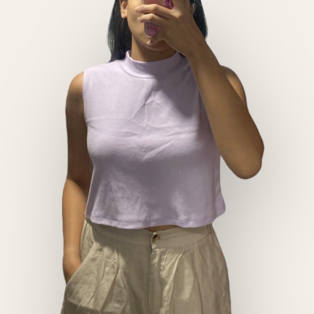 Branded Lilac Turtle Neck Top, Women's Fashion, Tops, Sleeveless on ...