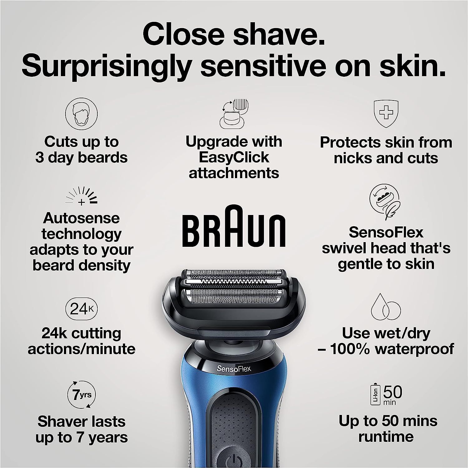 Braun Electric Razor for Men, Series 6 6072cc SensoFlex Electric Foil ...