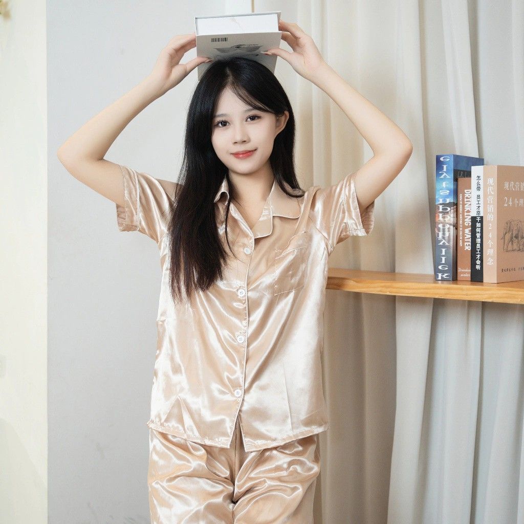 Champagne Silk Pajama Terno, Women's Fashion, Dresses & Sets, Sets or ...