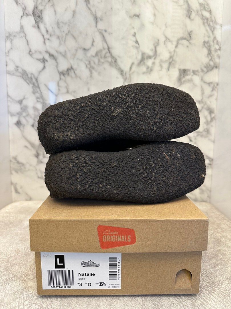 Clarks Originals Natalie Black Leather, Women's Fashion, Footwear ...