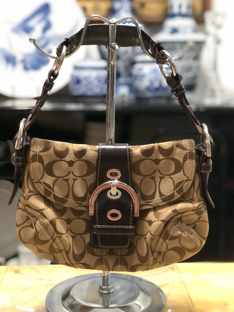 COACH 6171 BROWN SIGNATURE CANVAS LEATHER SHOULDER BAG, Luxury, Bags ...