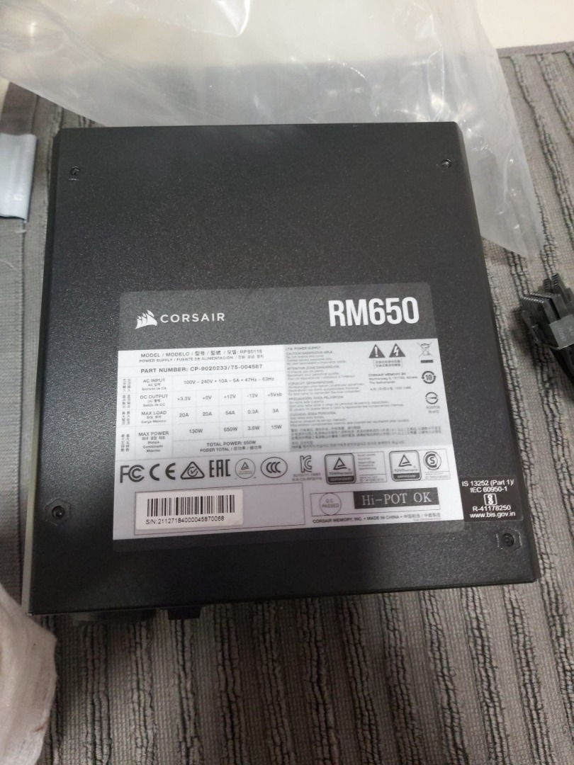 Corsair RM650 - 650 Watt 80 Plus Gold Fully Modular ATX Power Supply ...