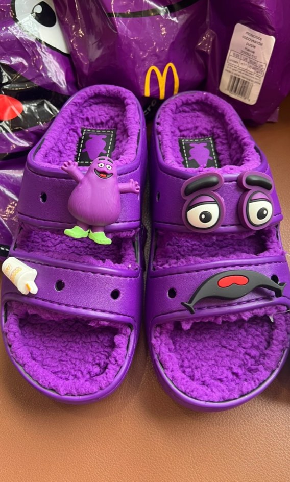 Crocs x McDonalds Grimace Cozzy Sandal, Women's Fashion, Footwear ...
