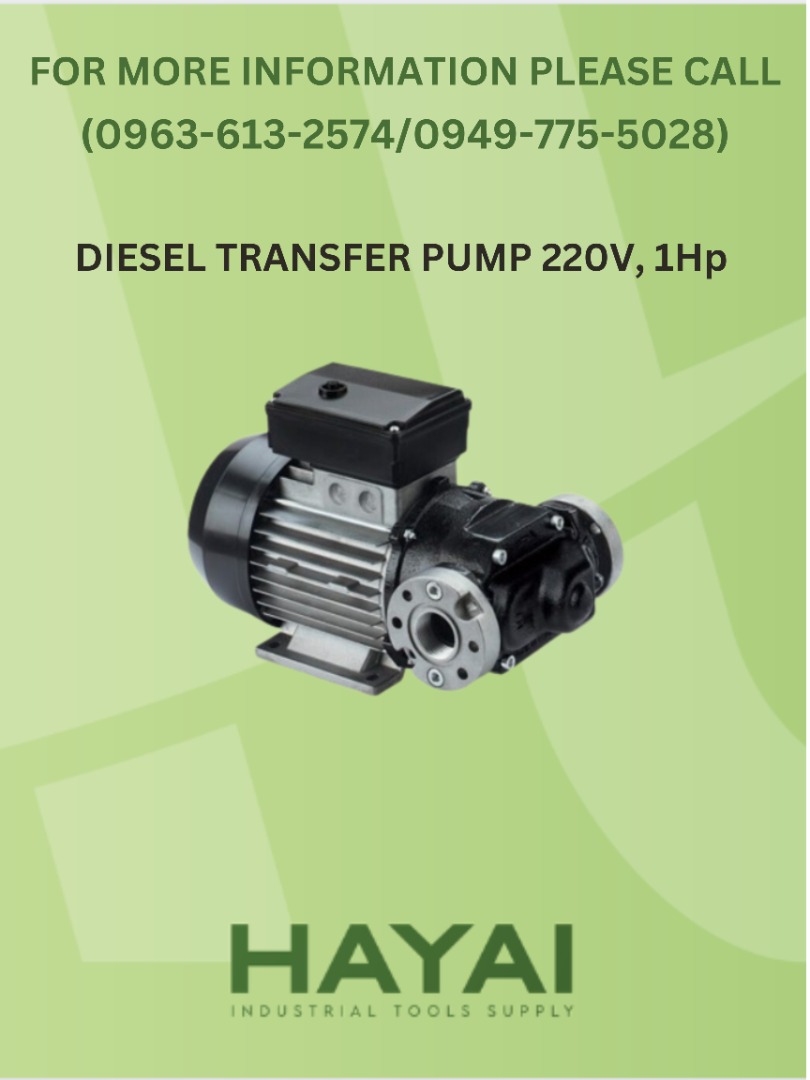 DIESEL TRANSFER PUMP 220V, 1HP, Commercial & Industrial, Construction ...