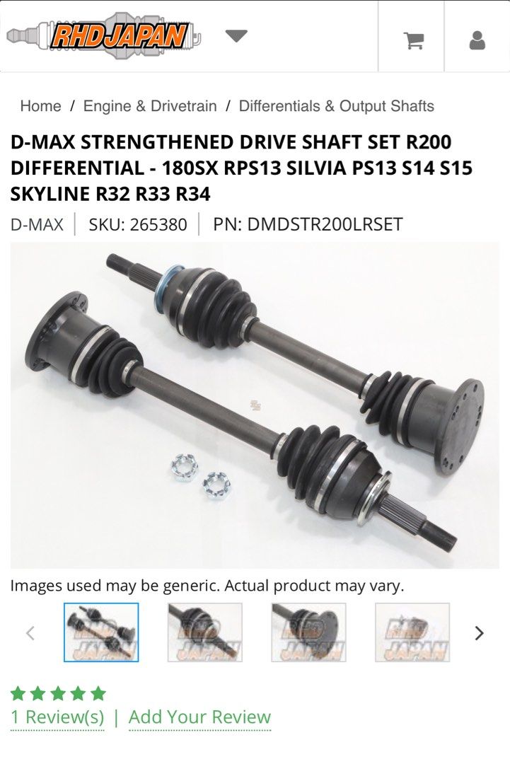 D-MAX STRENGTHENED DRIVE SHAFT SET R200 DIFFERENTIAL - 180SX RPS13 ...